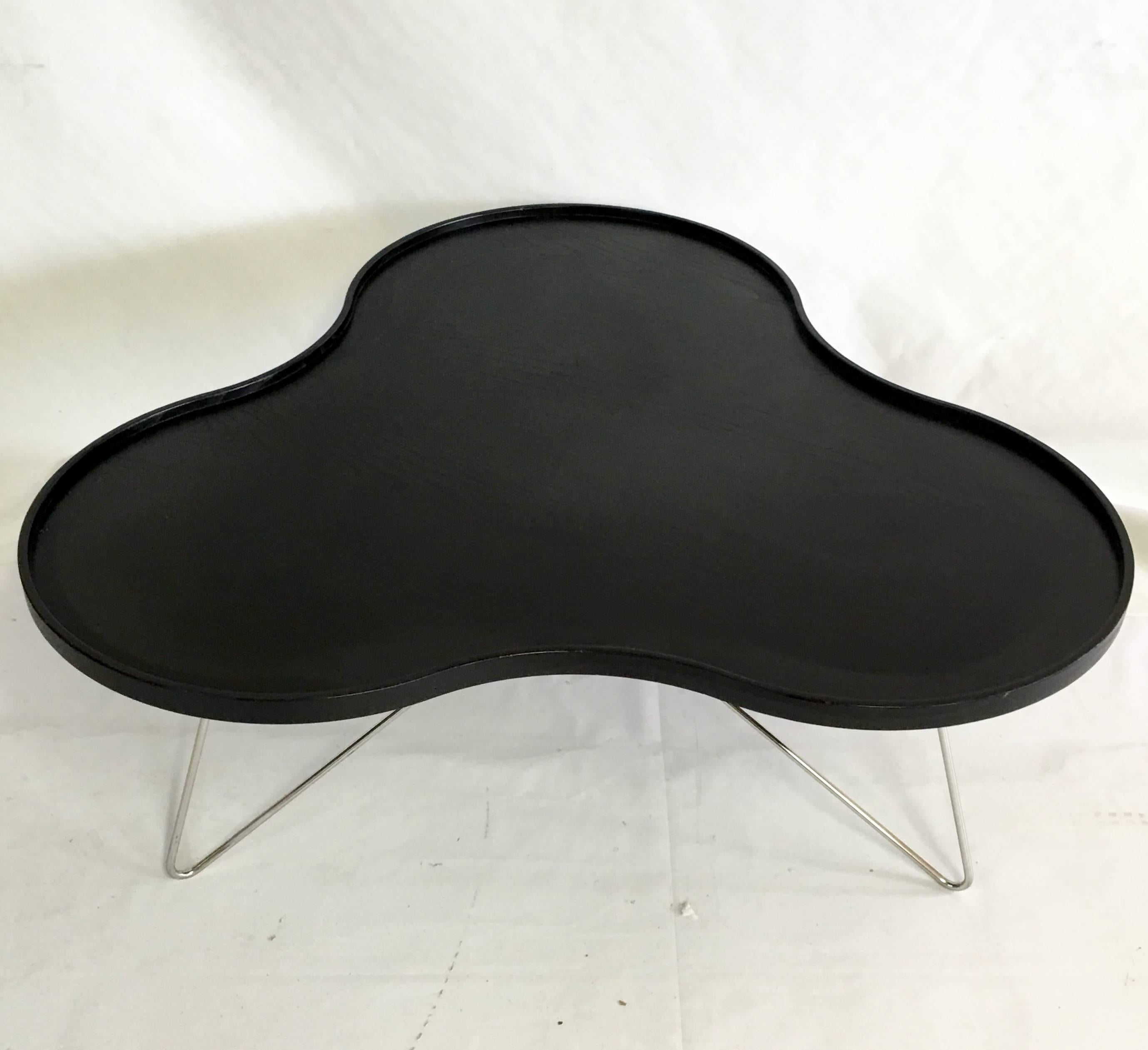 Swedish Modern Wood Clover Top and Chrome Base Coffee Table at 1stDibs ...