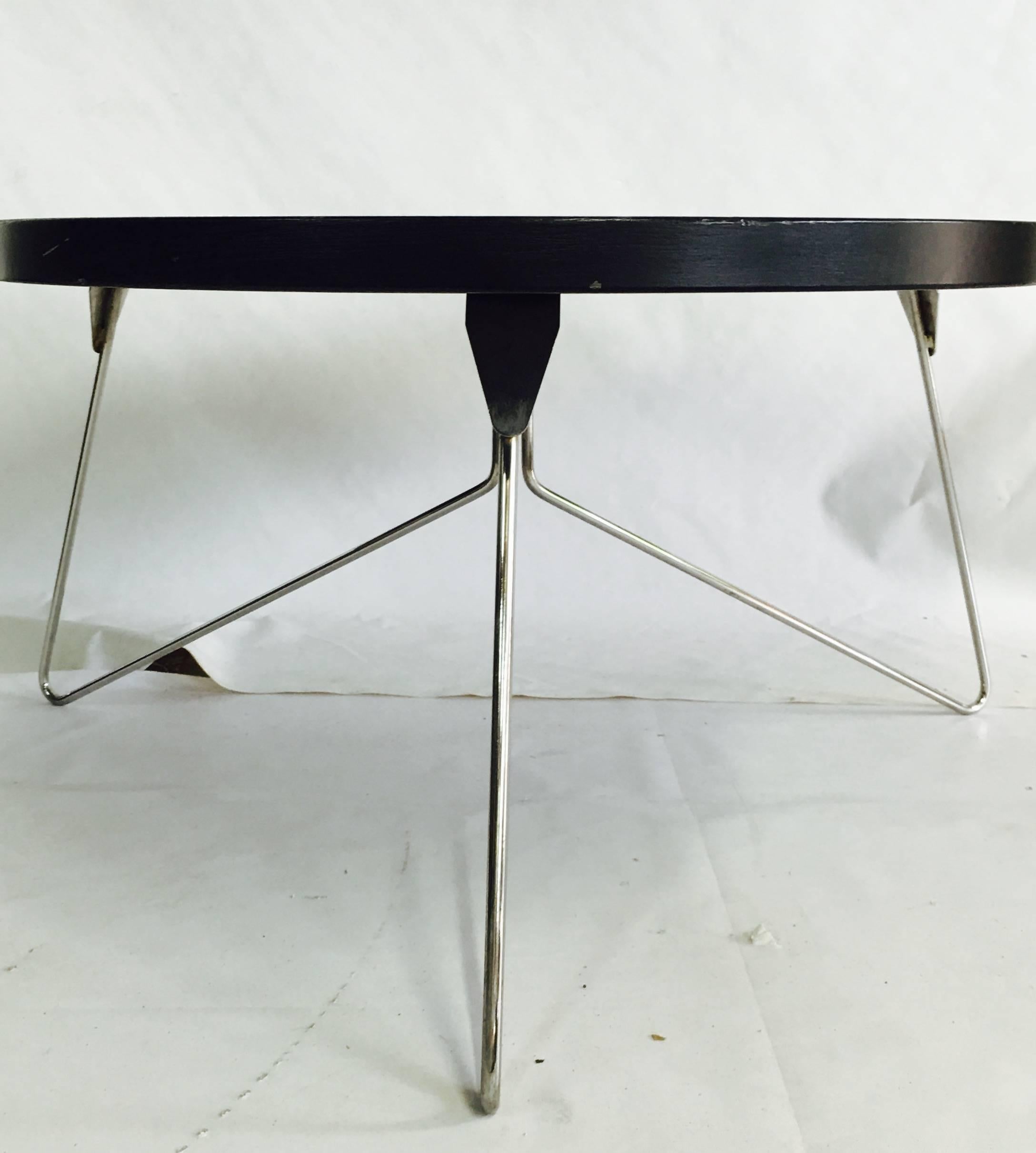 Swedish Modern Wood Clover Top and Chrome Base Coffee Table at 1stDibs ...