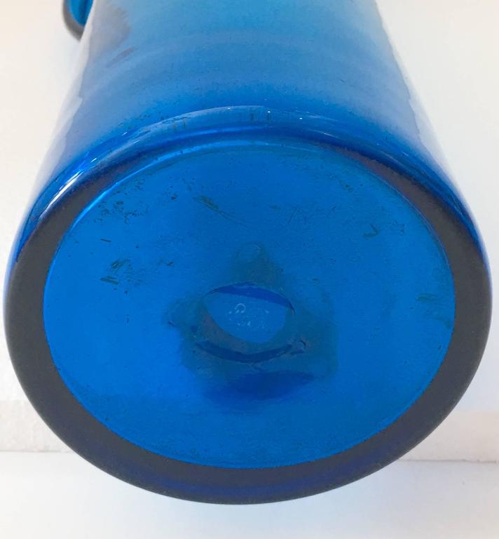 Blenko Glass Tall Blue Spouted and Applied Handle Pitcher at 1stDibs ...