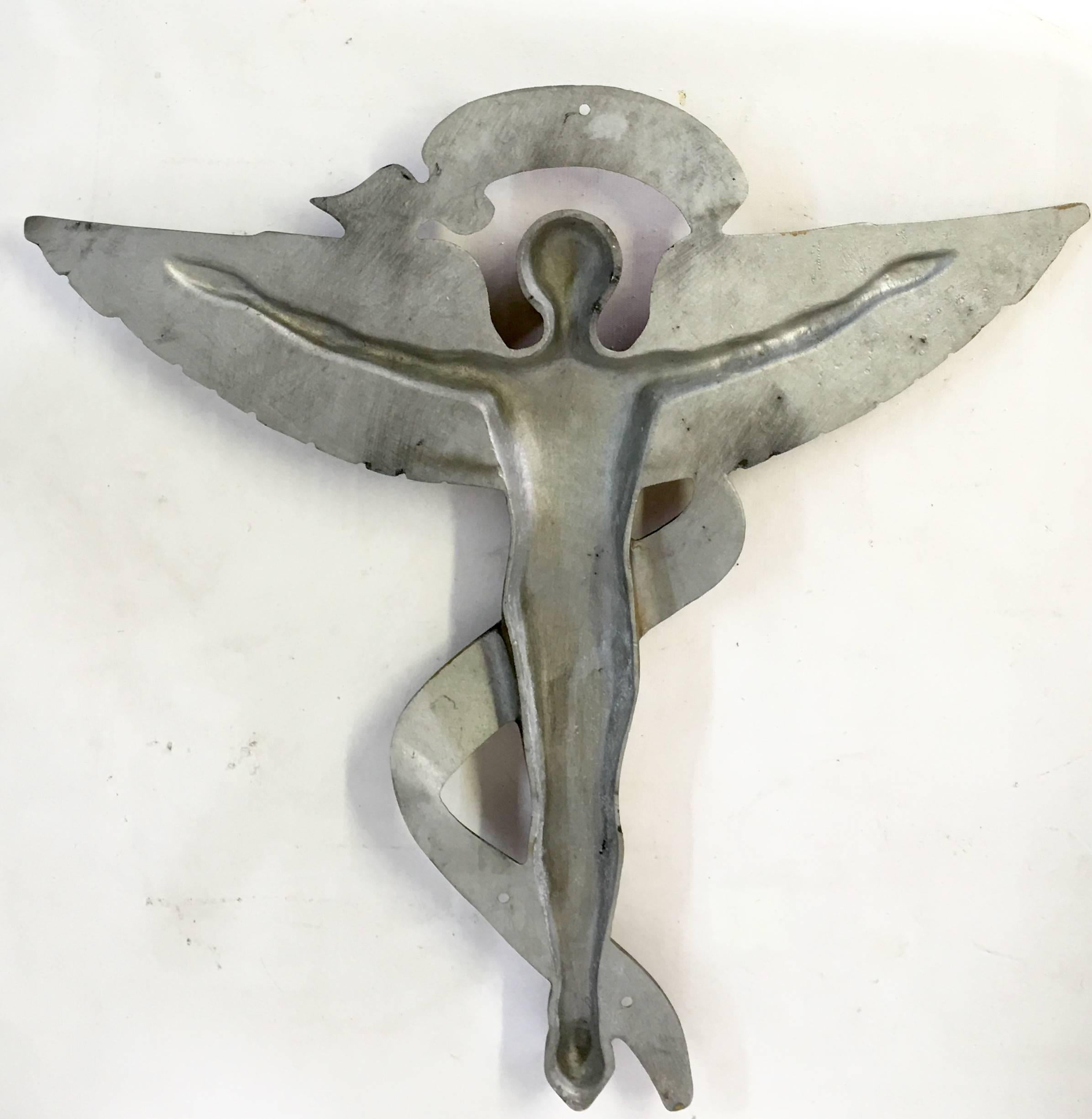 1920s Art Deco Iron 3D Figural Caduceus Health Chiropractic Sign at ...