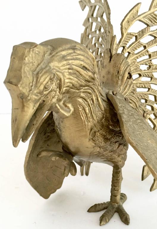 Pair of Italian Solid Brass Fighting Rooster Sculptures at 1stDibs ...