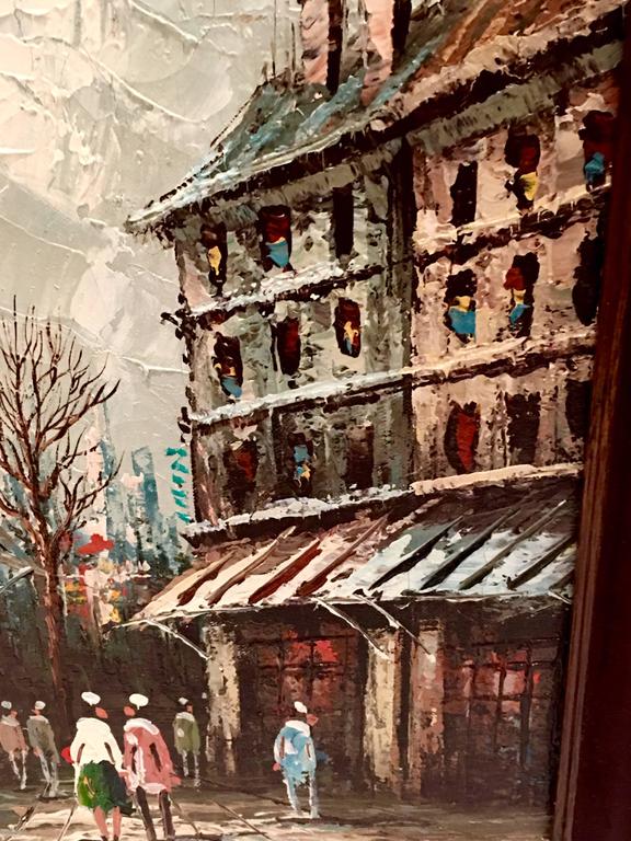 Mid-Century Original Oil on Canvas Paris Street Scene Painting by ...