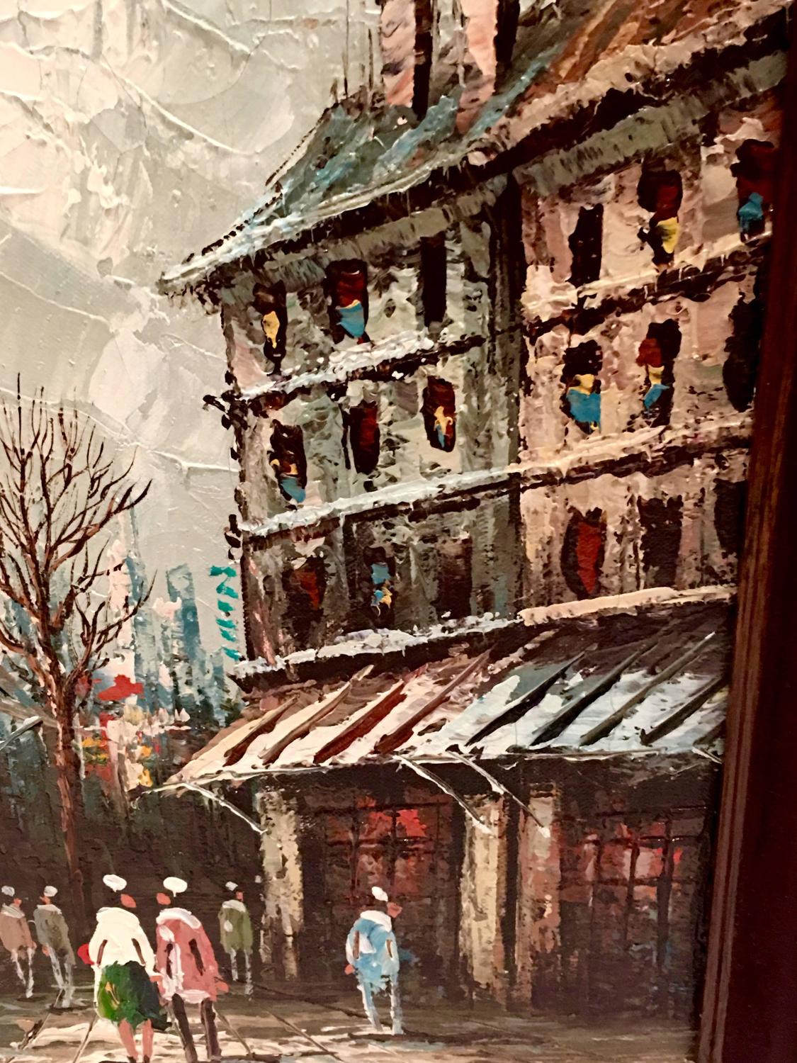 Mid-Century Original Oil on Canvas Paris Street Scene Painting by ...