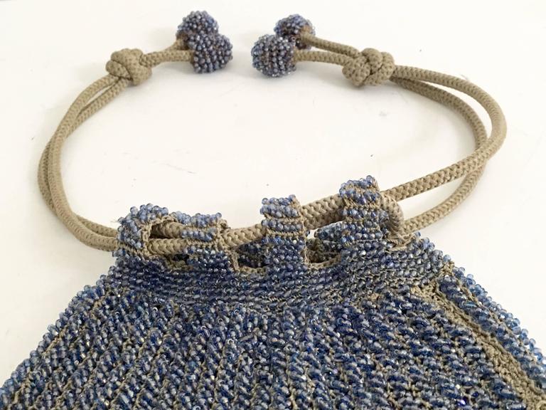 1930s Hand Beaded Flapper Drawstring Evening Bag For Sale at 1stDibs
