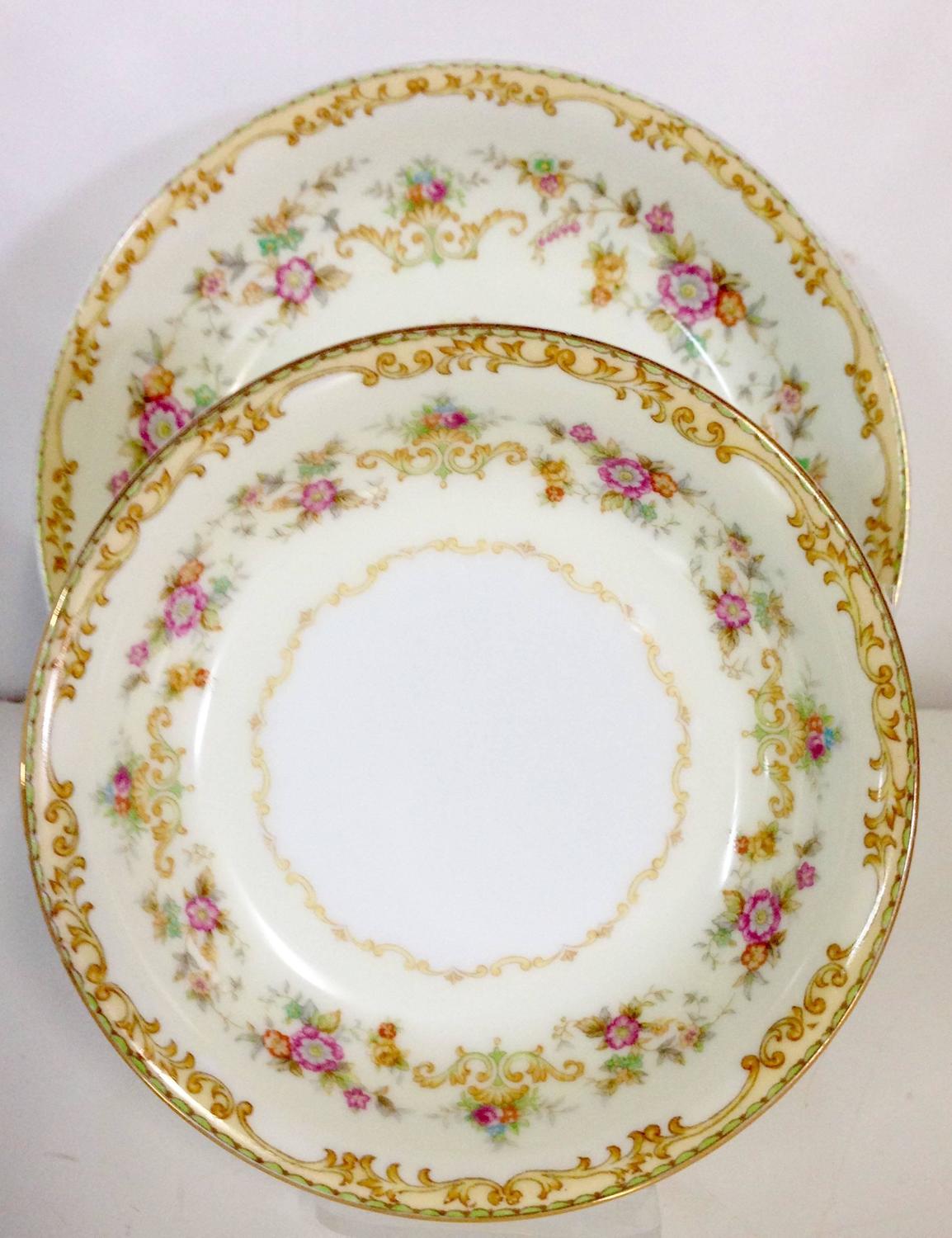 1930s Japanese Art Nouveau Floral and Scroll Motif Porcelain Plate S/12 ...