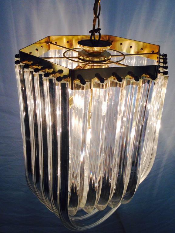 Hollywood Regency Brass and Lucite Ribbon Loop Chandelier at 1stDibs ...