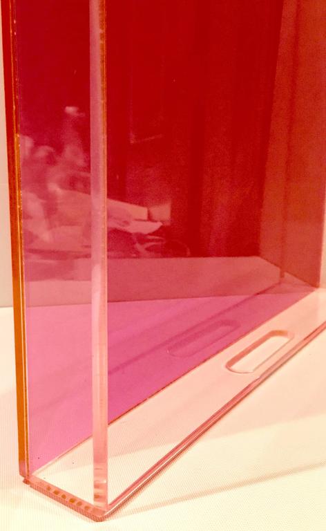 21st Century Custom Made Lucite Neon Pink Cut Out Handle Tray at ...