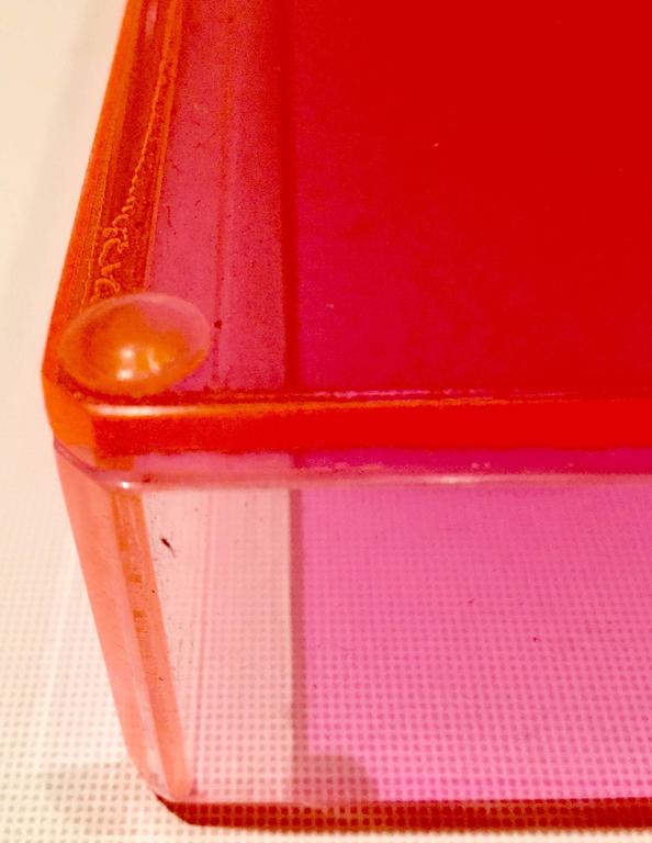 21st Century Custom Made Lucite Neon Pink Cut Out Handle Tray at ...