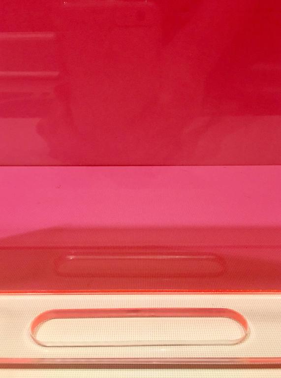 21st Century Custom Made Lucite Neon Pink Cut Out Handle Tray at ...