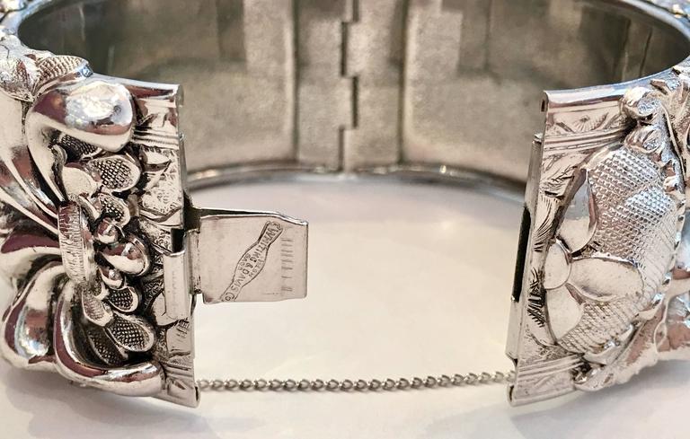 Vintage Whiting and Davis Silver High Relief Art Nouveau Style Bracelet ...