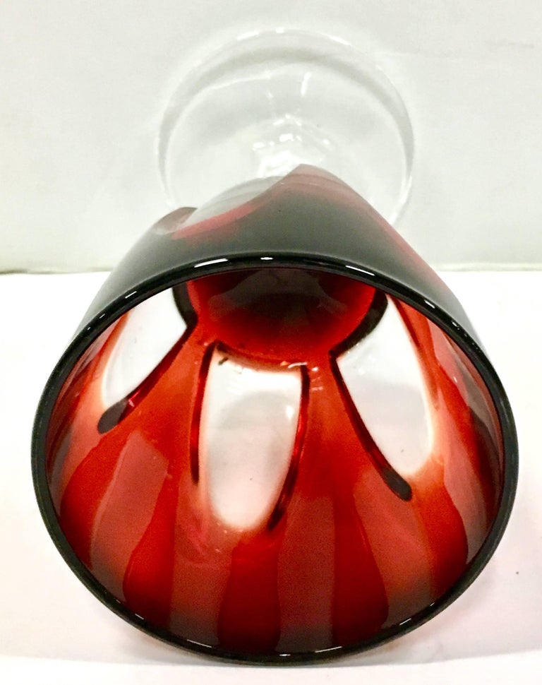 1970s French Cut Crystal Ruby Stem Drink Glasses S/18 at 1stDibs