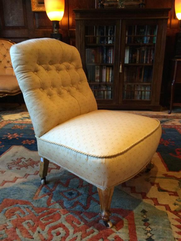 Antique Armchair Button-Back Salon Lounge Nursing Chair Victorian ...