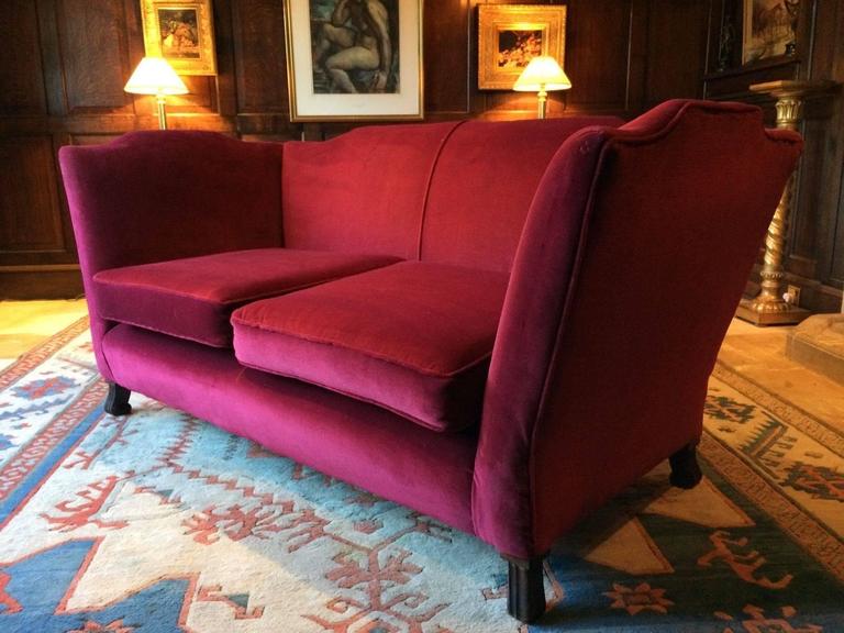 Antique Sofa Settee Knoll Style Victorian 19th Century Red Velvet at ...