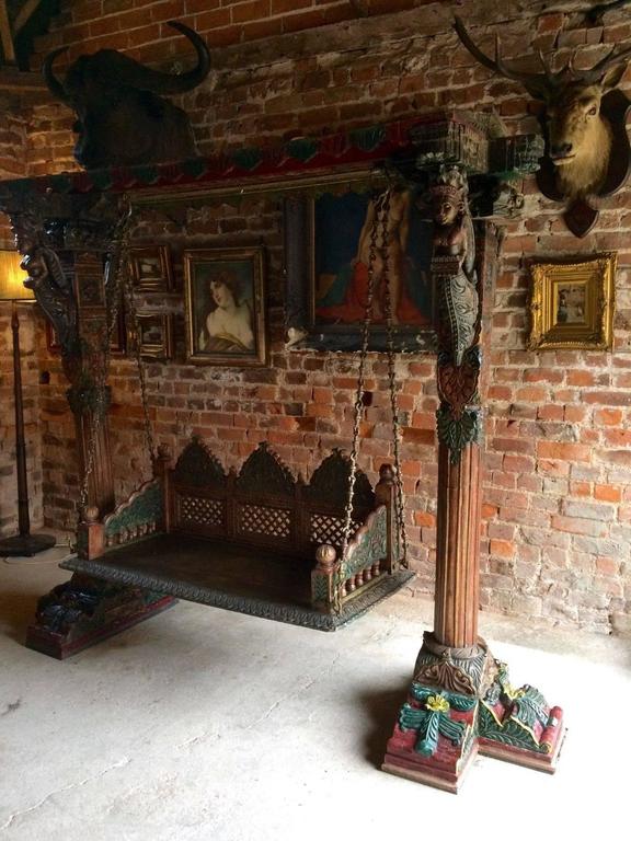 Antique Swing Royal Indian Rajasthani Jodhpur Hand-Carved Jhoola at 1stDibs