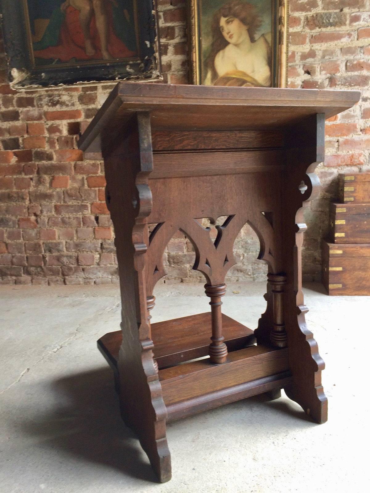 Antique Solid Oak Bible Stand Lectern Gothic Victorian 19th Century ...