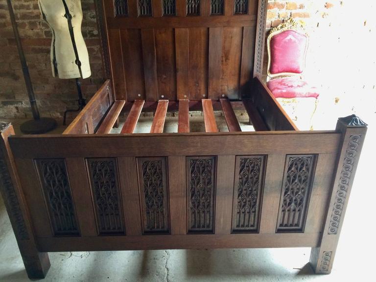 Antique King Size Double Bed Gothic Solid Oak Victorian, 19th Century ...