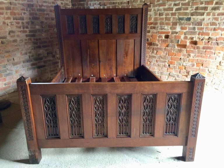 Antique King Size Double Bed Gothic Solid Oak Victorian, 19th Century ...