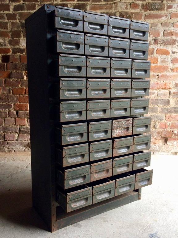 Industrial Steel Chest Cabinet Mid-Century 36 Drawers Loft Style Metal ...