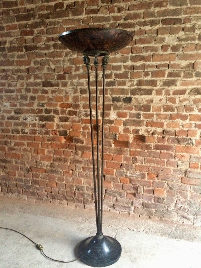 Tall Art Deco Style Brass Floor Standing Uplighter Lamp Standard Light ...