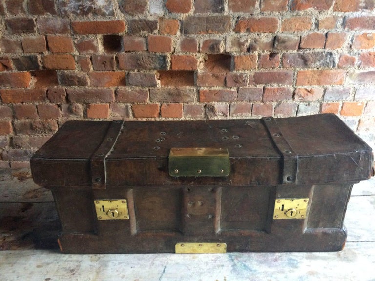 Antique Trunk Stagecoach Strong Box United States Leather 19th Century ...