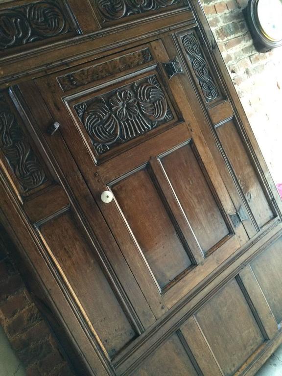 Continental Flemish Antique Cupboard Wardrobe Solid Oak Gothic, 18th ...