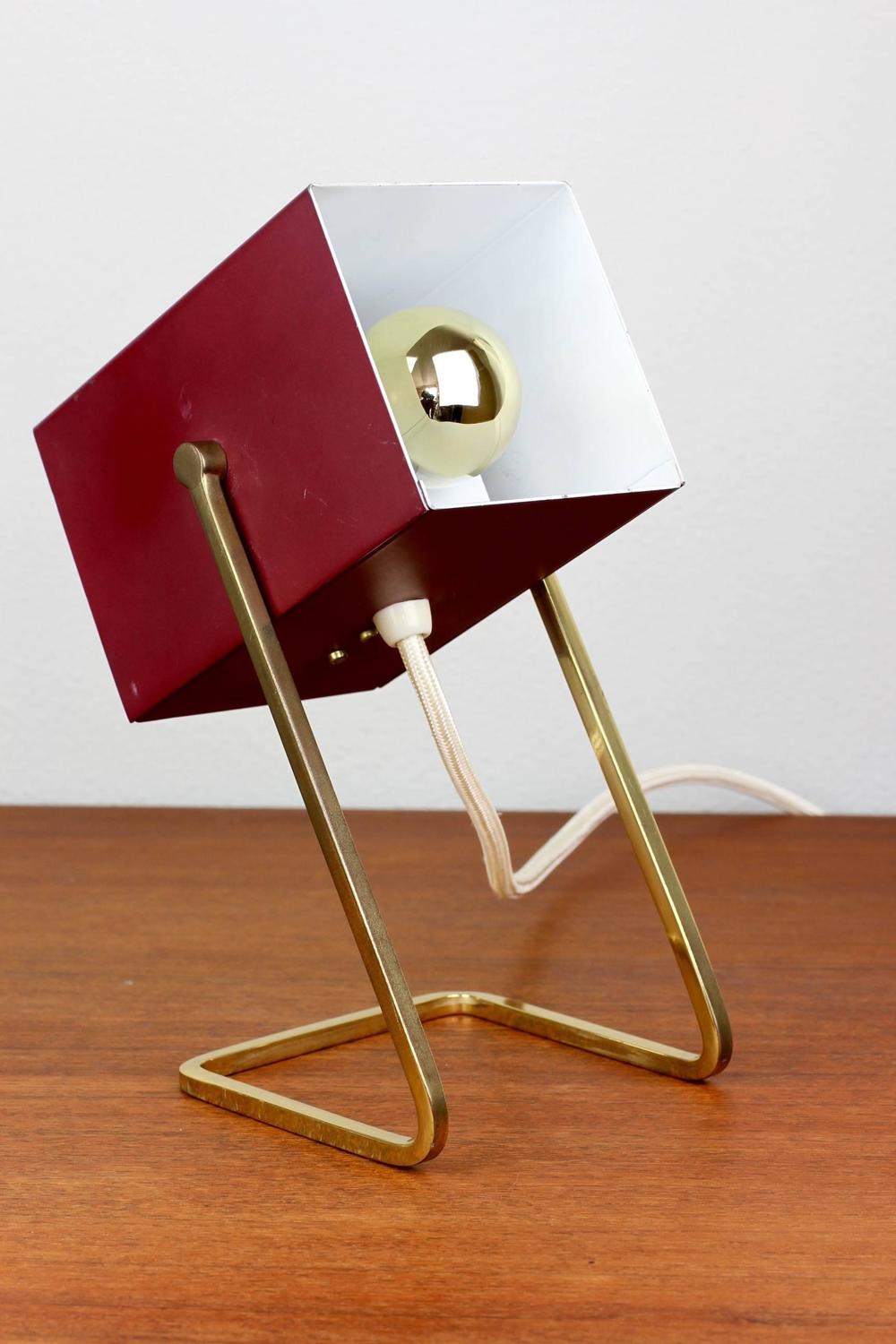 1950s German Minimalist Modernist Cube Table Lamp/Desk Light by Kaiser ...