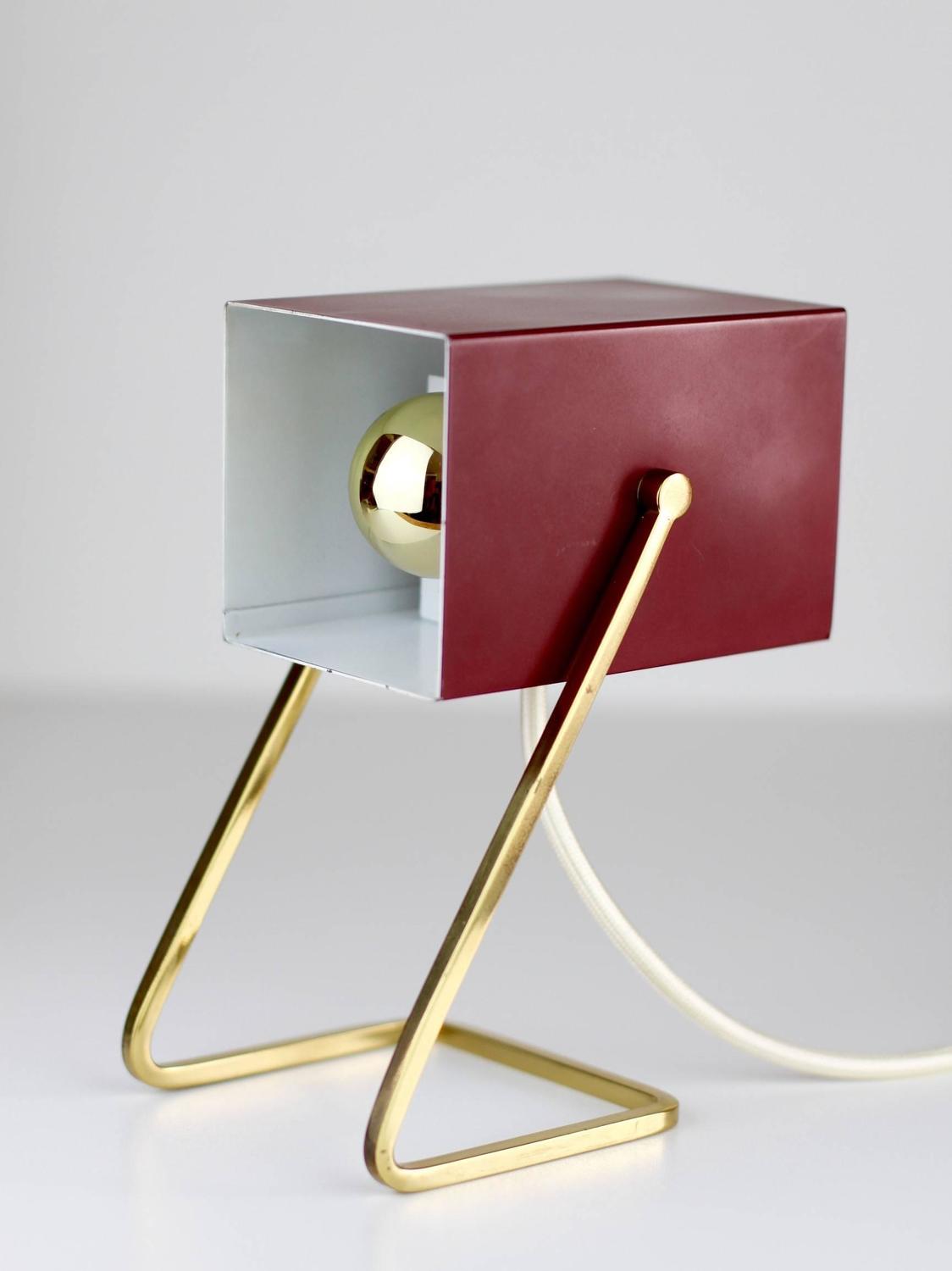 1950s German Minimalist Modernist Cube Table Lamp/Desk Light by Kaiser ...