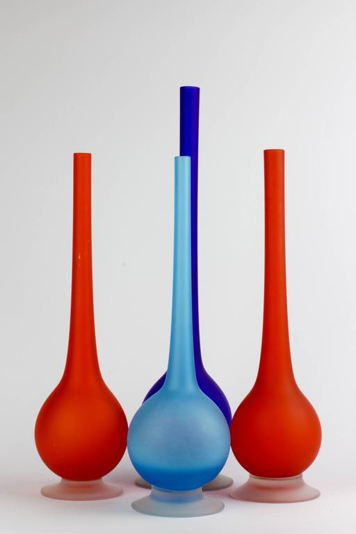 Set of Four Colorful Carlo Moretti Italian Satinato Murano Glass Pencil ...