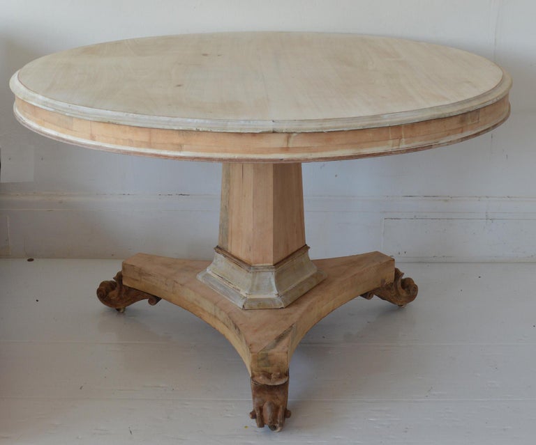 Large Antique Round Pine and Bleached Mahogany Table, English, circa ...