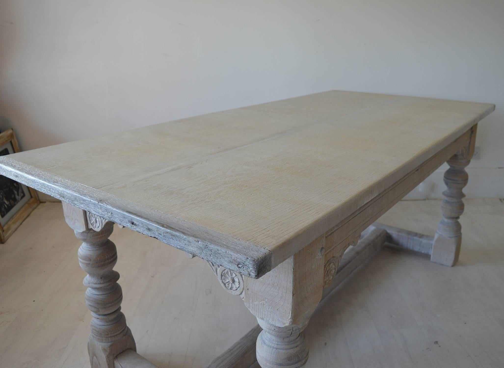 Antique 17th Century Style Limed Oak Dining Table at 1stDibs | limed oak table, limed dining ...