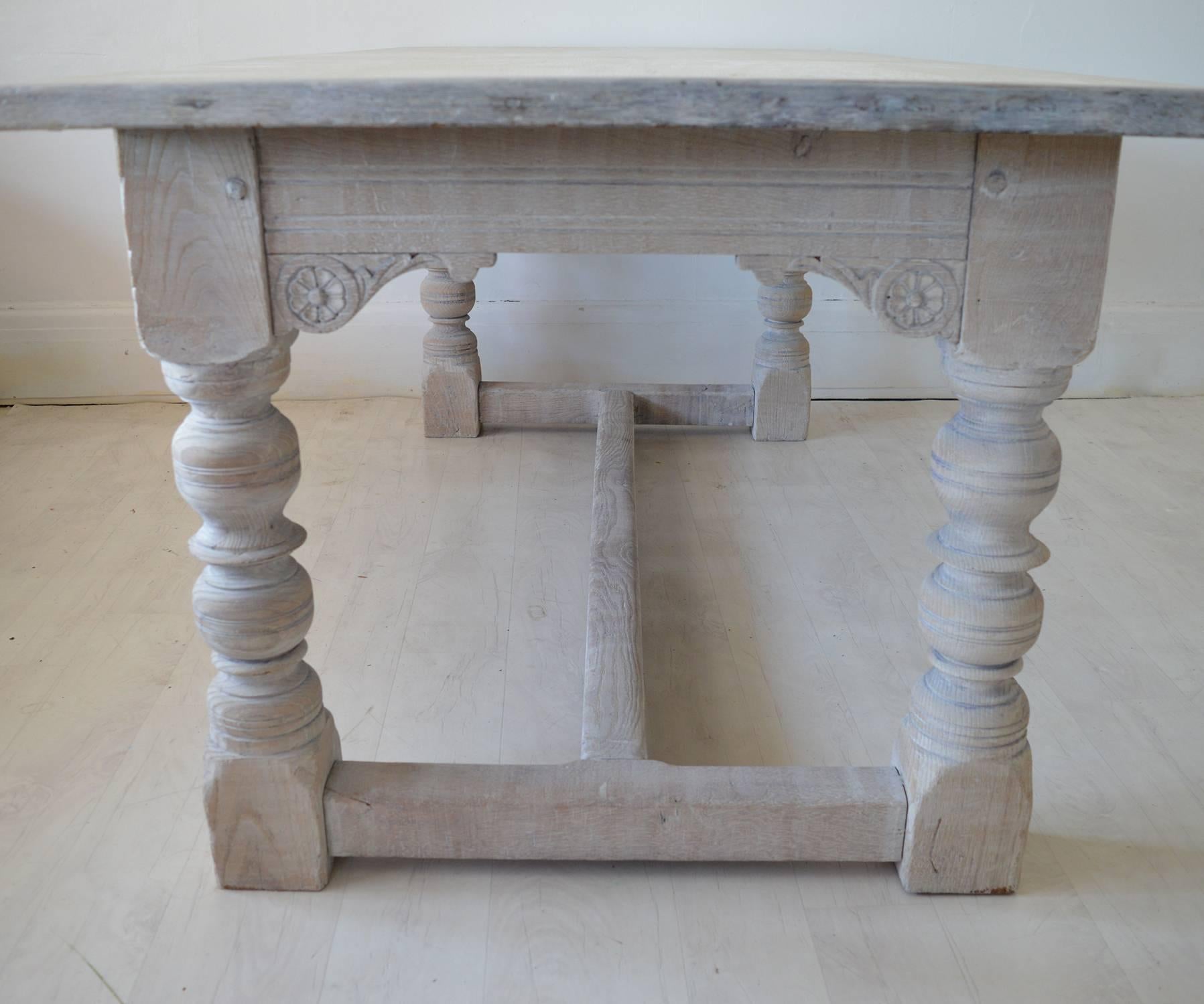 Antique 17th Century Style Limed Oak Dining Table at 1stDibs | limed ...