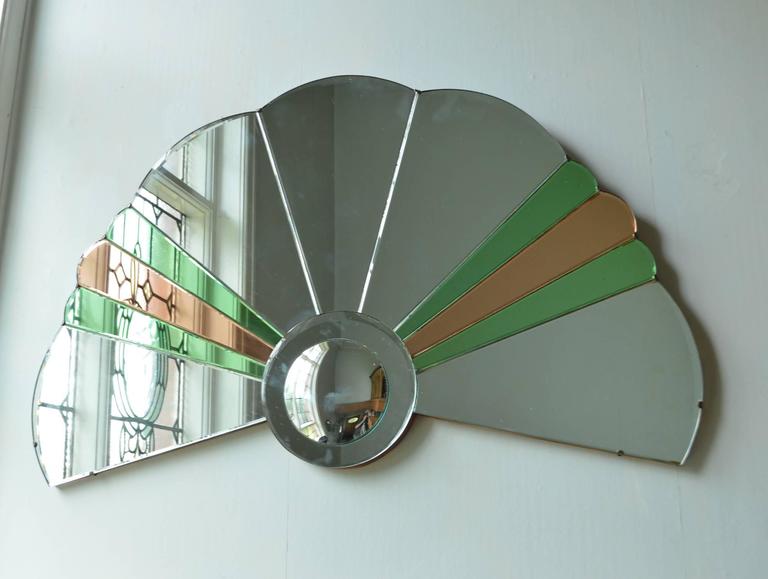 Original Art Deco Fan Shaped Mirror, English, 1930s at 1stDibs