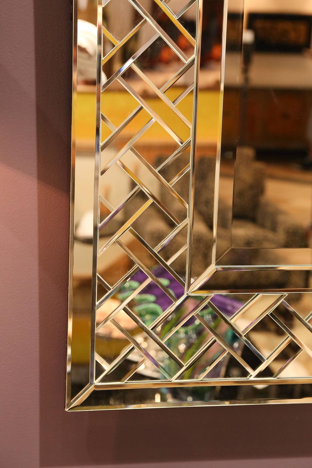 Lattice Weave Framed Mirror For Sale at 1stdibs