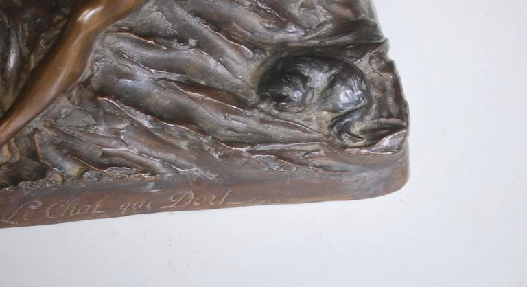 Louis Icart Bronze Statue Le Chat qui Dort at 1stDibs
