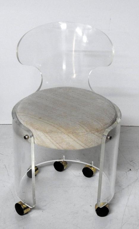 Mid-Century Modern Lucite Vanity Stool For Sale at 1stDibs