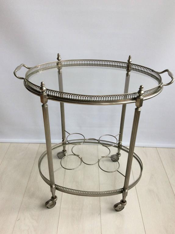 Vintage French Silver Oval Drinks Trolley at 1stDibs