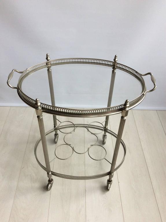 Vintage French Silver Oval Drinks Trolley at 1stDibs