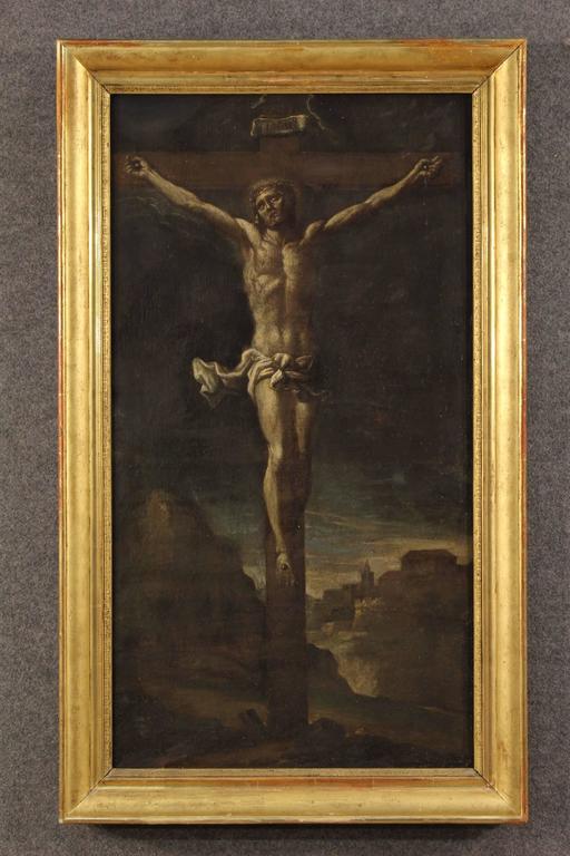 18th Century Oil on Canvas Religious Painting "Crucifixion of Christ" at 1stDibs