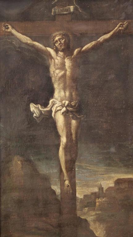 18th Century Oil on Canvas Religious Painting "Crucifixion of Christ" at 1stDibs