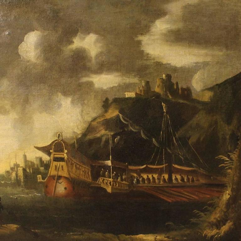 18th Century Italian Seascape Painting Oil On Canvas at 1stDibs