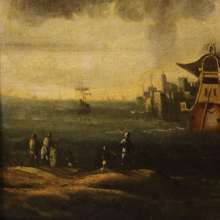 18th Century Italian Seascape Painting Oil On Canvas at 1stDibs