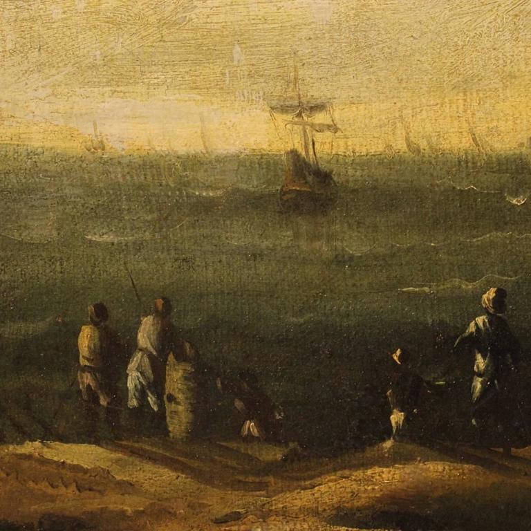 18th Century Italian Seascape Painting Oil On Canvas at 1stDibs
