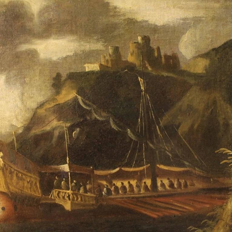 18th Century Italian Seascape Painting Oil On Canvas at 1stDibs