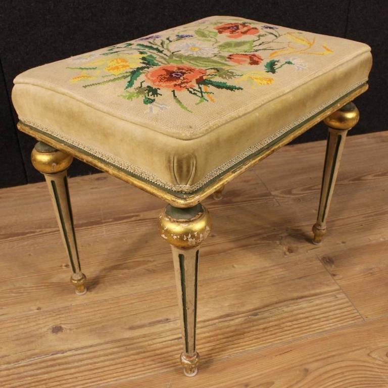 20th Century Pair of Italian Lacquered and Gold Footstools at 1stDibs