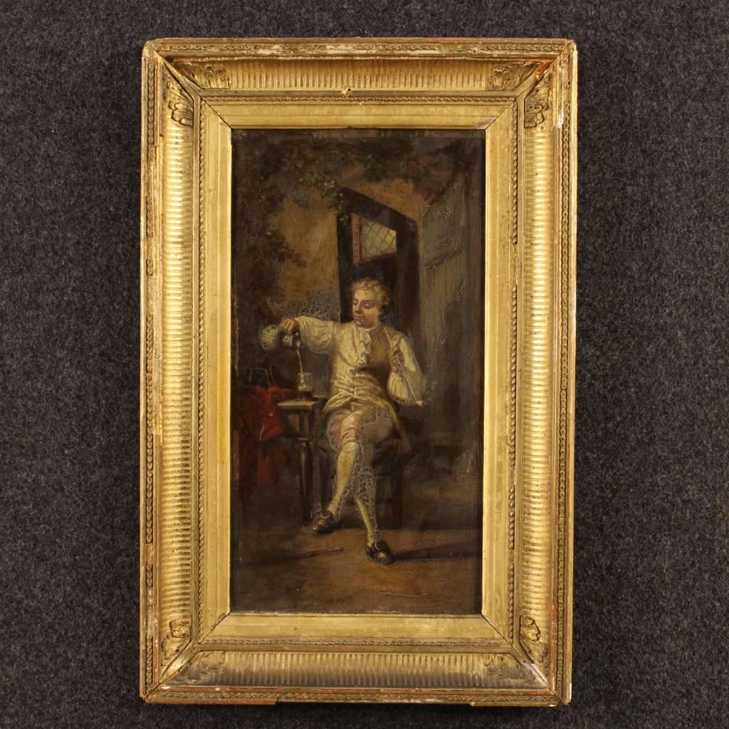Pair Of French Interior Scene Painting Oil On Panel From 19th Century ...