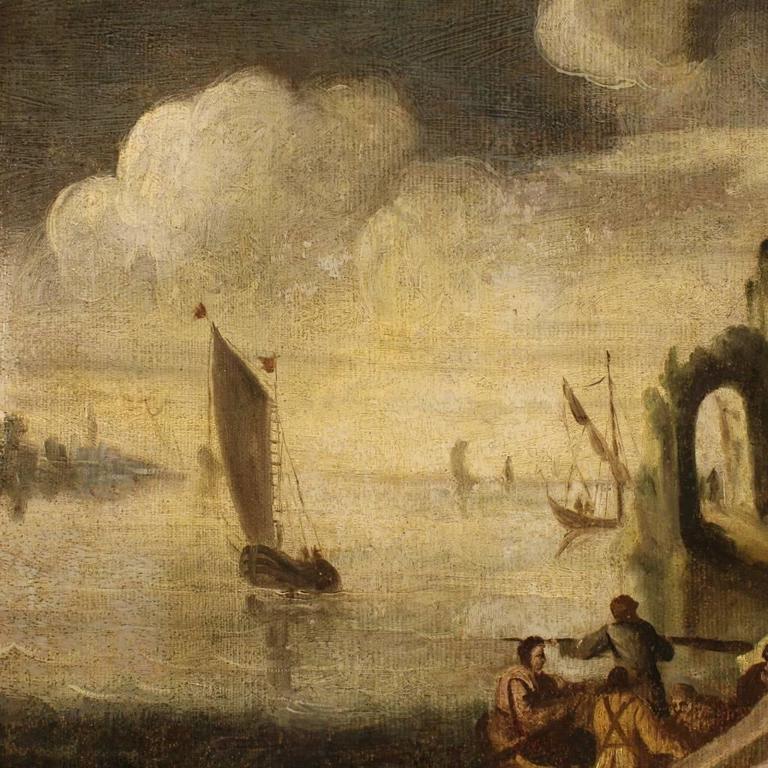 18th Century Italian Seascape Painting Oil on Canvas at 1stDibs