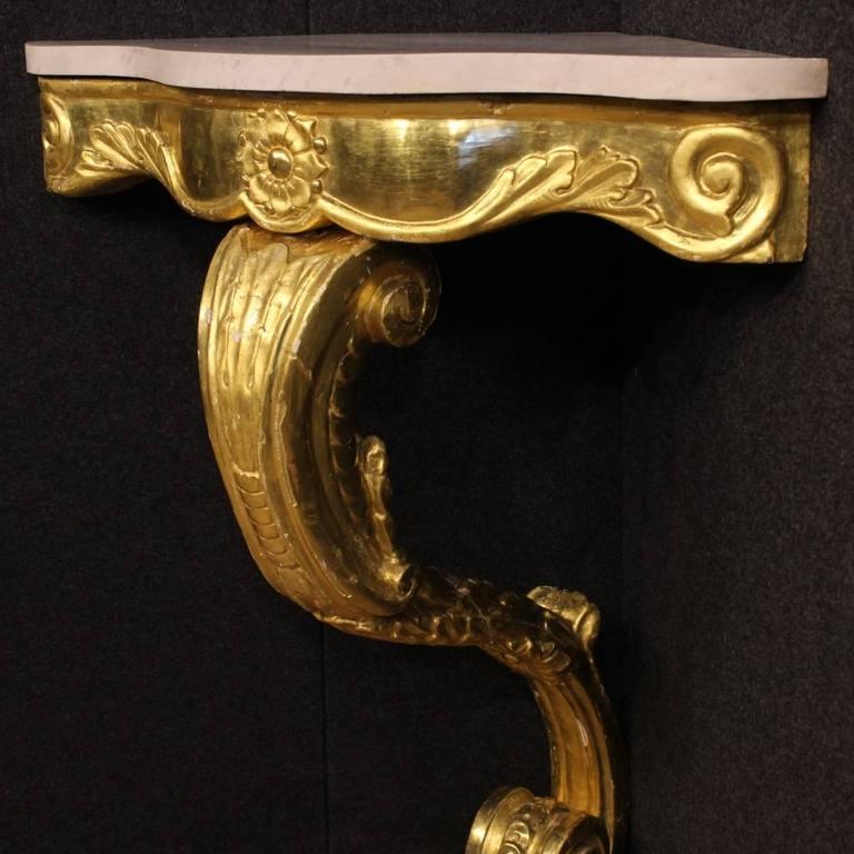 20th Century Italian Golden Console Table with Marble Top For Sale at ...