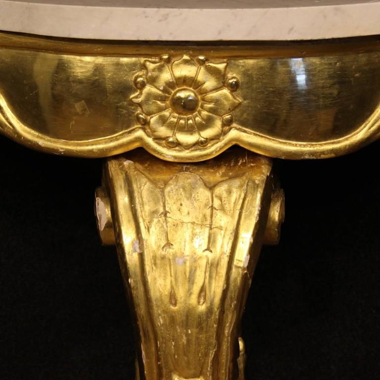 20th Century Italian Golden Console Table with Marble Top For Sale at ...