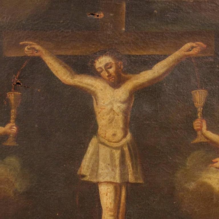 18th Century Spanish Religious Painting Crucifixion Oil on Canvas at 1stdibs