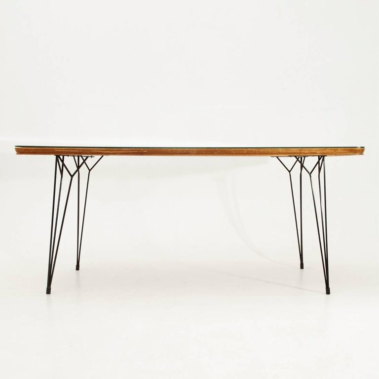 Italian Dining Table with Glass Top and Metal Legs at 1stDibs